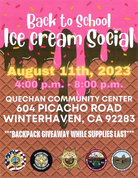 Back To School Ice Cream Social - Fort Yuma Quechan Indian Tribe
