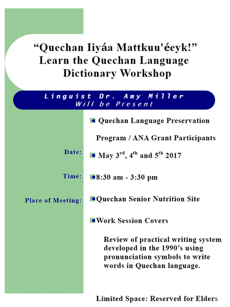 Learn The Quechan Language Dictionary Workshop - Fort Yuma Quechan ...
